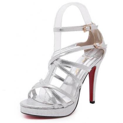 Sexy Hollow-out Bind High-heeled Sandals--black on Luulla