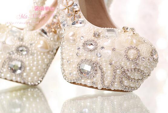 Fashion Round Closed Toe Beads Decorated Stiletto Super High Heels ...