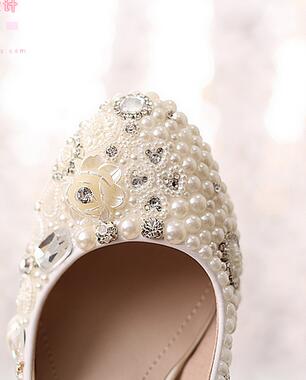 Fashion Round Closed Toe Beads Decorated Stiletto Super High Heels ...