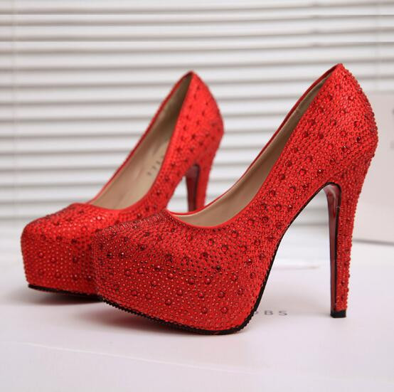 European And American Nightclubs High Heels Large Size Diamond Red ...