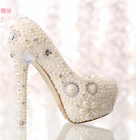 Fashion Round Closed Toe Beads Decorated Stiletto Super High Heels ...